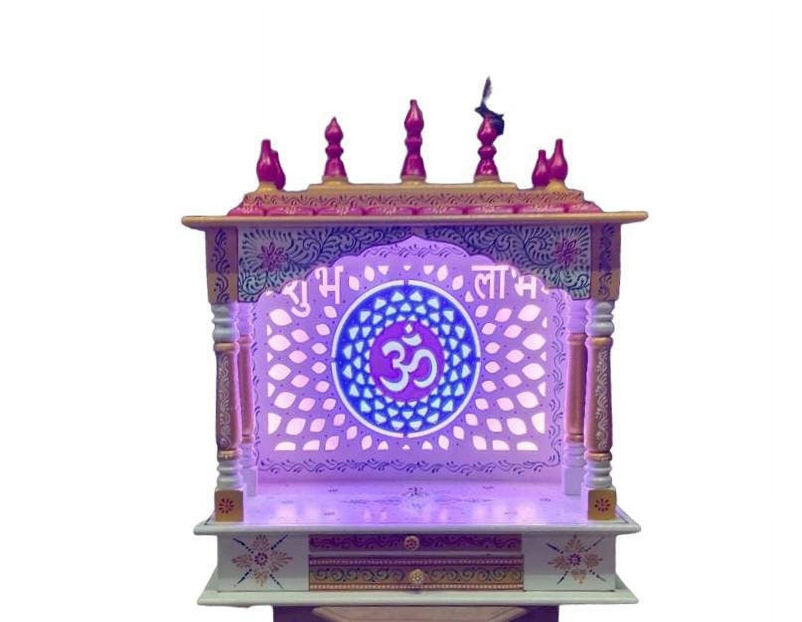 Wooden MDF Temple With LED Lights/ Mandir With Storage Cabinets / Pooja ...