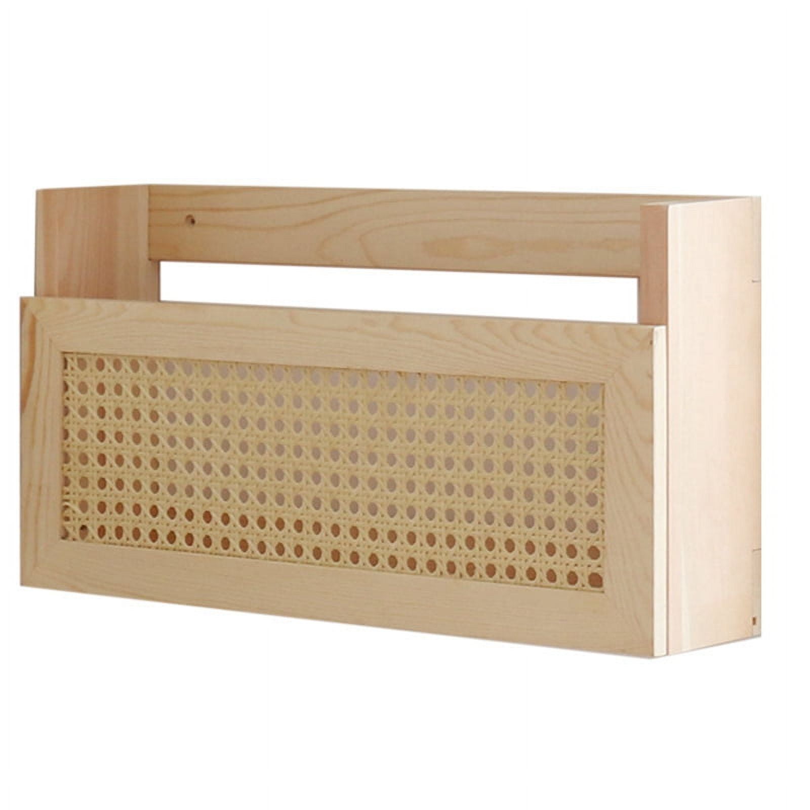 Wooden Magazine Wall Rack with Rattan File Holder Hanging Bookcase Mail ...