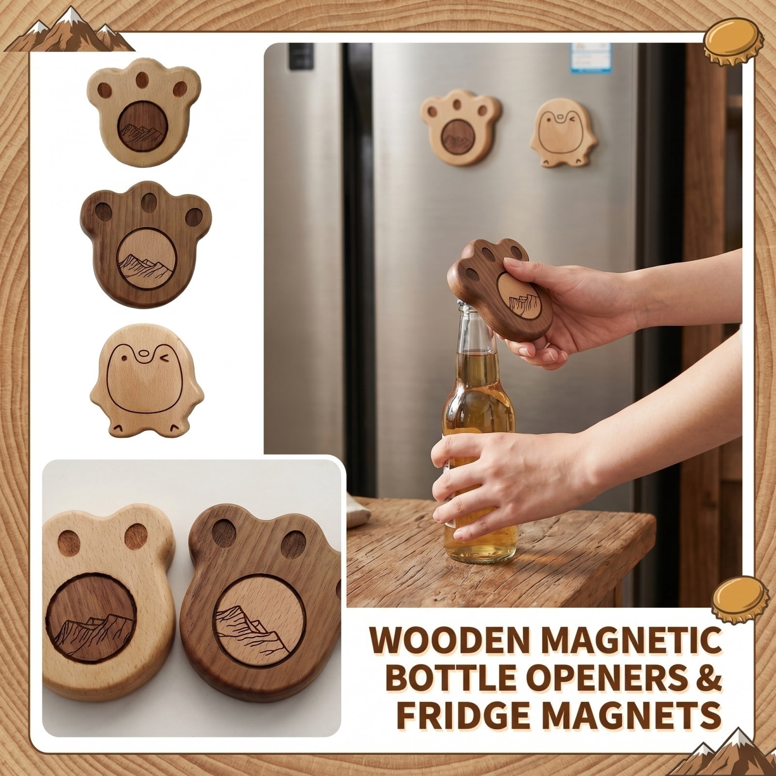 Wooden Magnetic Bottle Openers, Claw-shaped Bottle Openers Bar ...