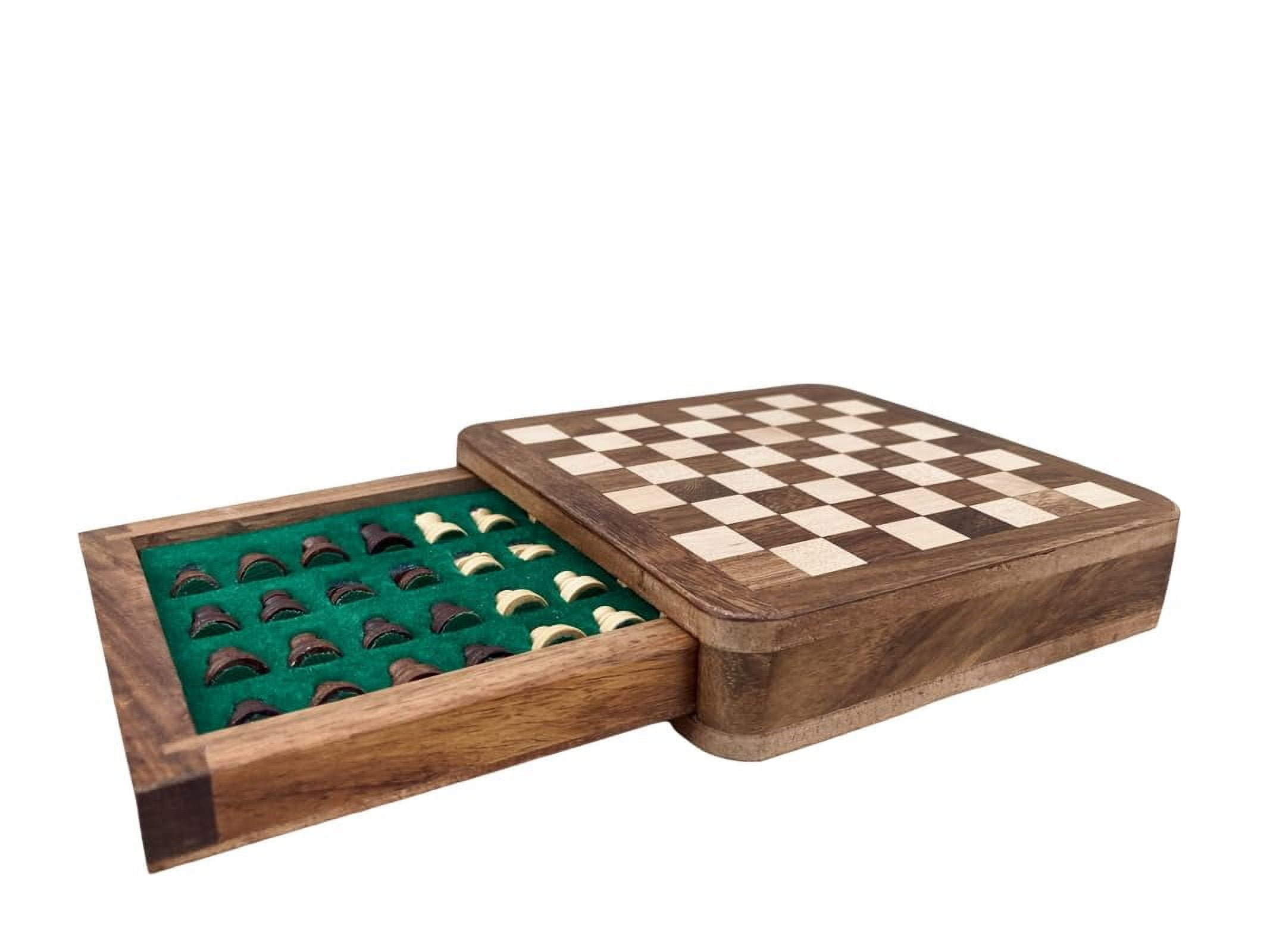 Wooden Magnetic Chess Board - Rosewood Chessboard With Drawer Storage ...