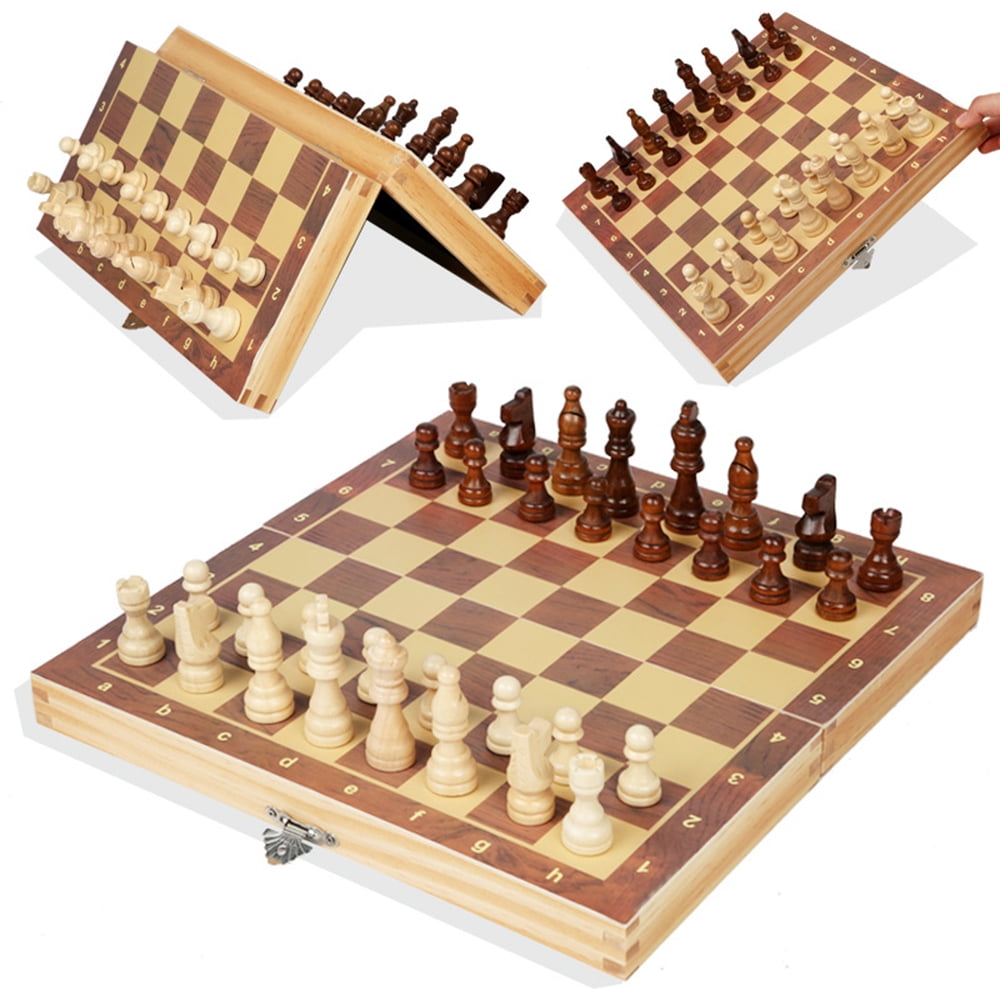 Wooden Magnetic Chess Gift, Magnetic Wooden Folding Chess Set Ideal For ...