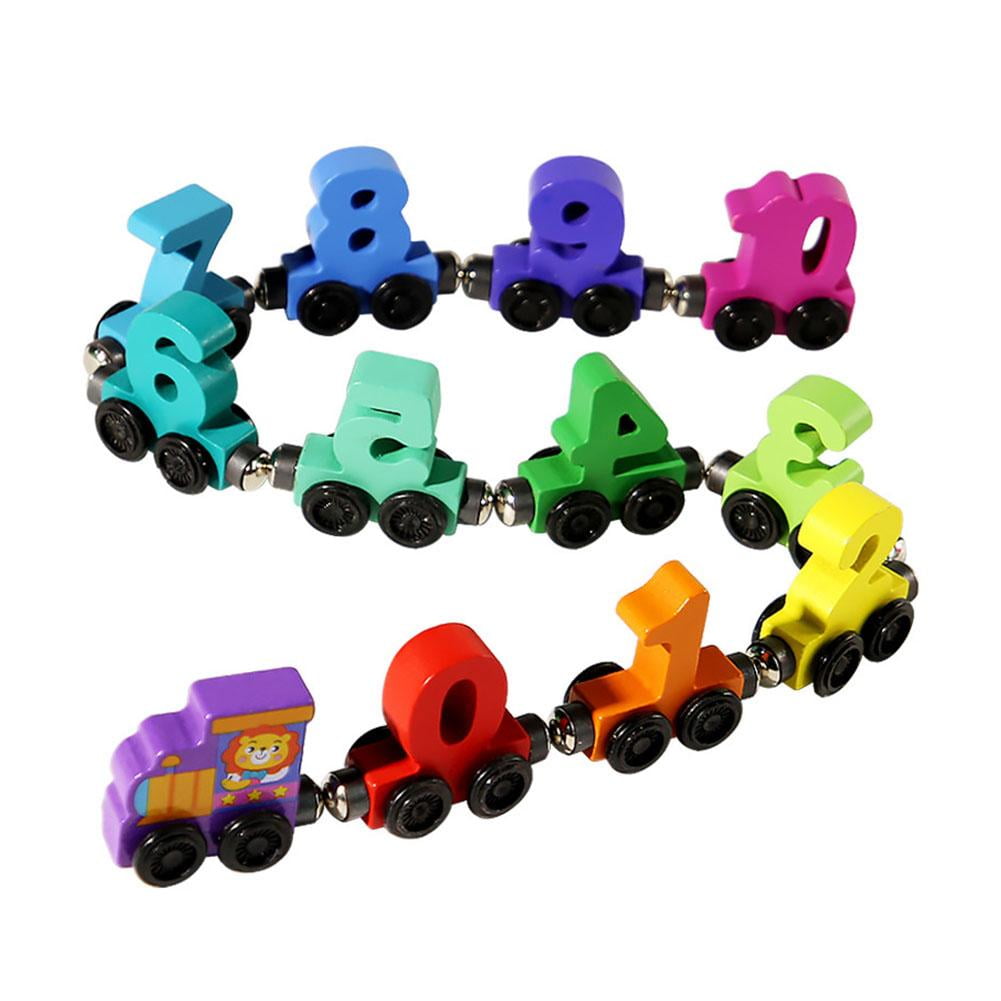 Wooden Magnetic Digital Train Blocks Early Education Number Learning ...