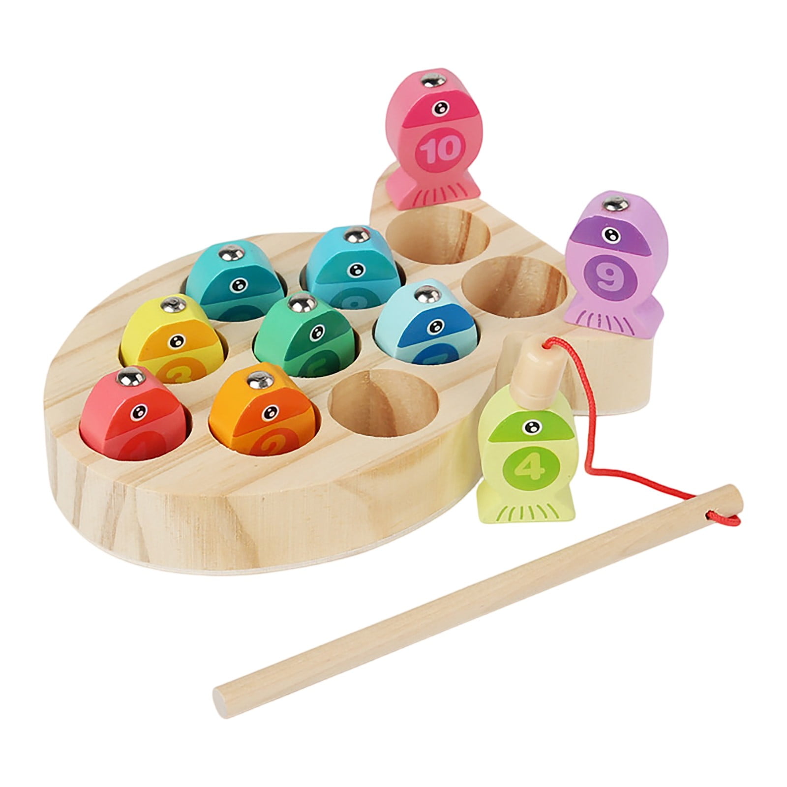 Wooden Magnetic Fishing Game for Kids, Montessori Educational Toy with ...