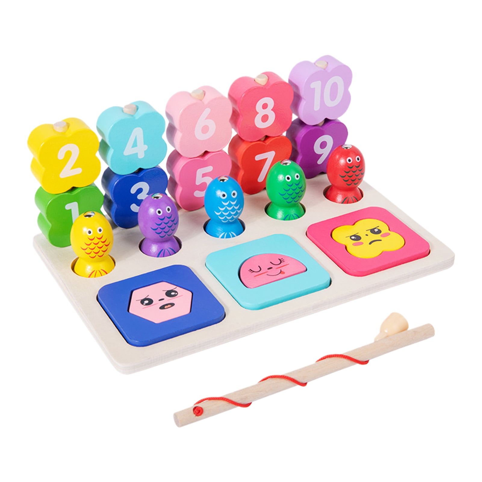 Wooden Magnetic Fishing Game, Shape Matching Table Puzzle Game, Funny ...