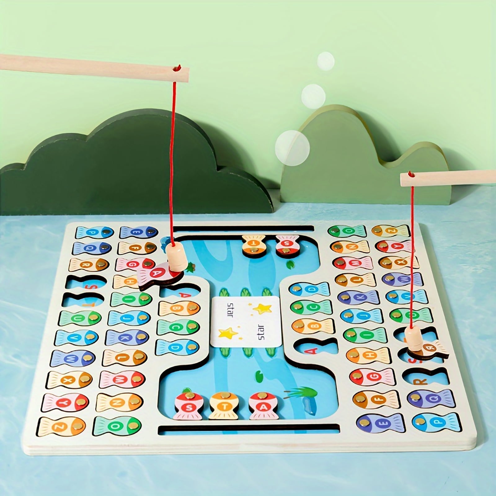 Wooden Magnetic Fishing Sight Words Game Learning Dolch Word Flashcards ...