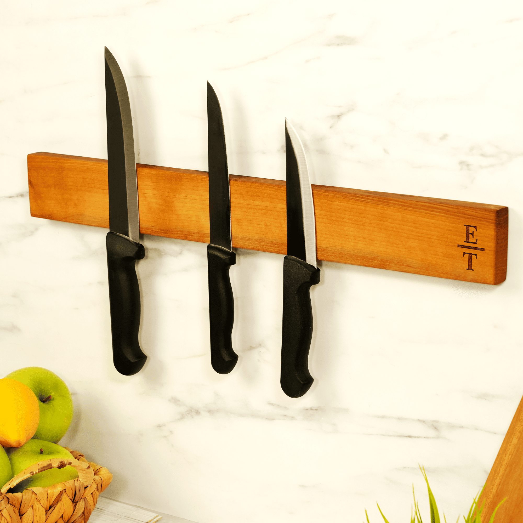 Wooden Magnetic Knife Holder Wall Mount – Strong Magnetic Knife Strip ...
