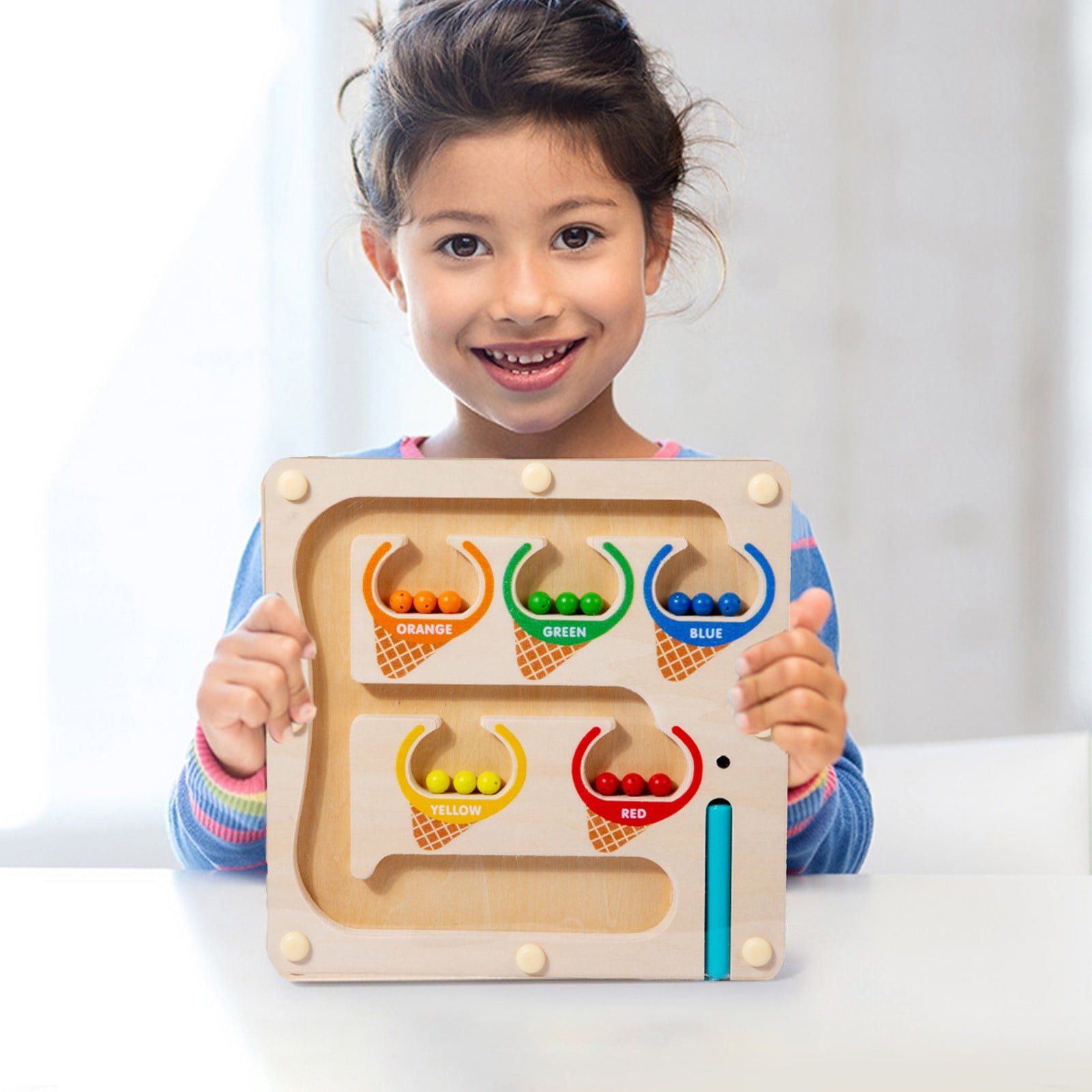 Wooden Magnetic Maze Board Puzzle Game | Number Learning Bead Labyrinth ...