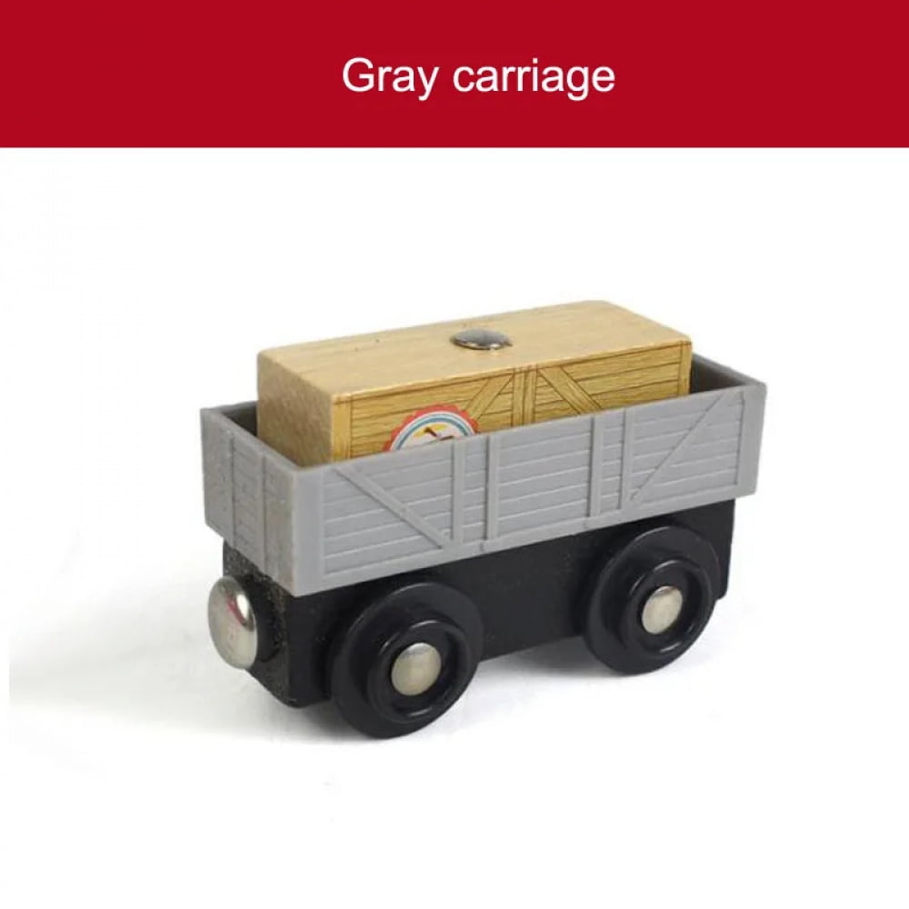 Wooden Magnetic Train Car Locomotive Toy Wood Railway Car Accessories ...