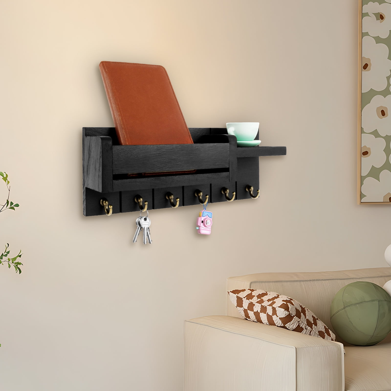 Wooden Mail Holder Organizer for Entryway Hallway Decorative Wall Mount ...