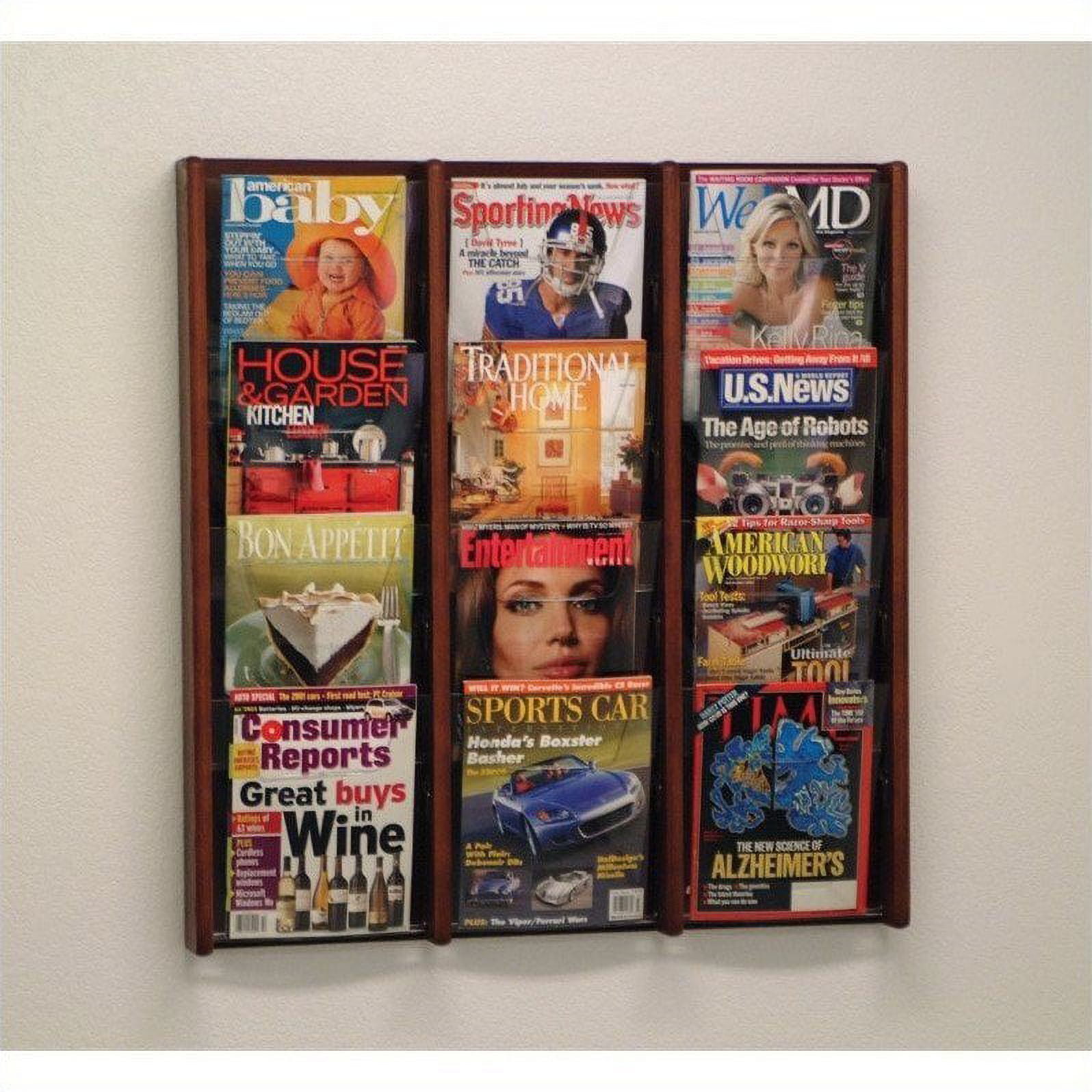 Wooden Mallet 12 Pocket Acrylic and Oak wall Display in Mahogany ...