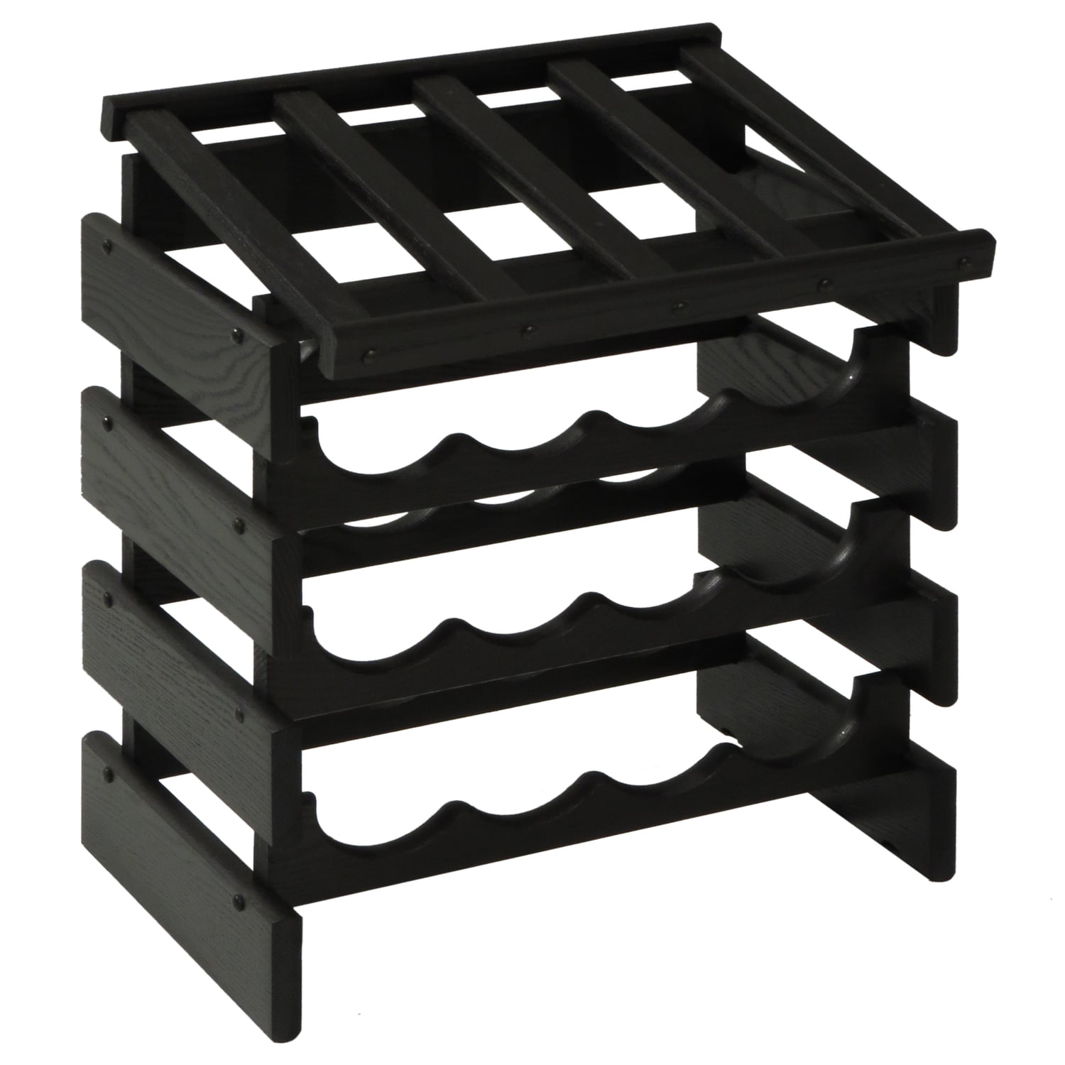 Wooden Mallet 16 Bottle Dakota Wine Rack with Display Top - Black ...