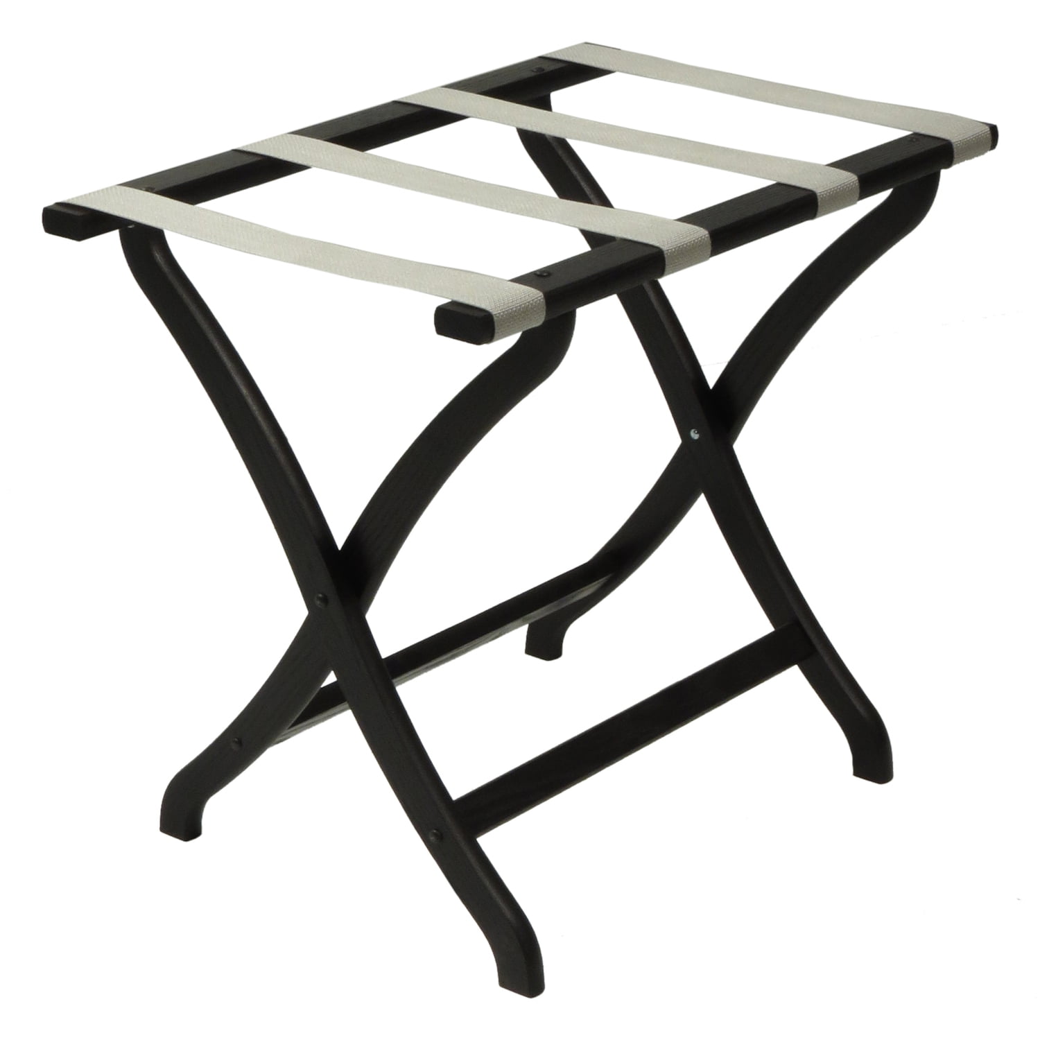Wooden Mallet 20 in. Designer Curve Leg Luggage Rack with Silver Straps ...