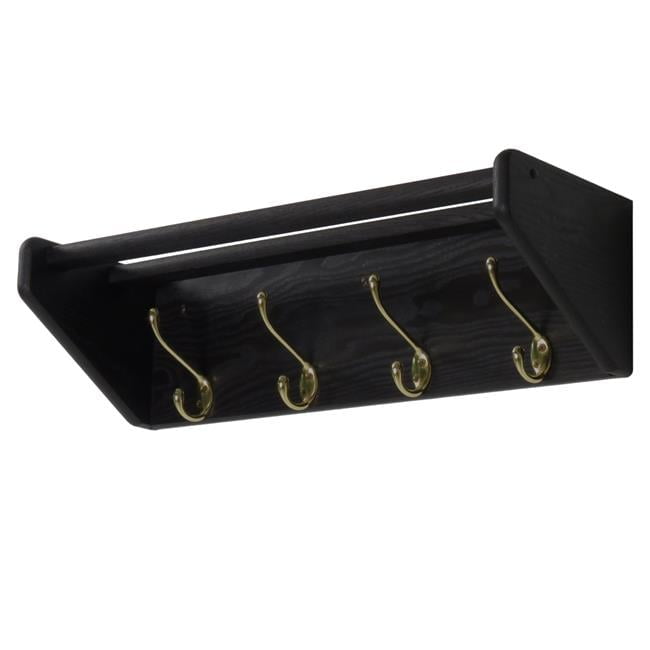 Wooden Mallet 24HCRBK 4 Hook Shelf, Brass Hooks - Black - Walmart.com