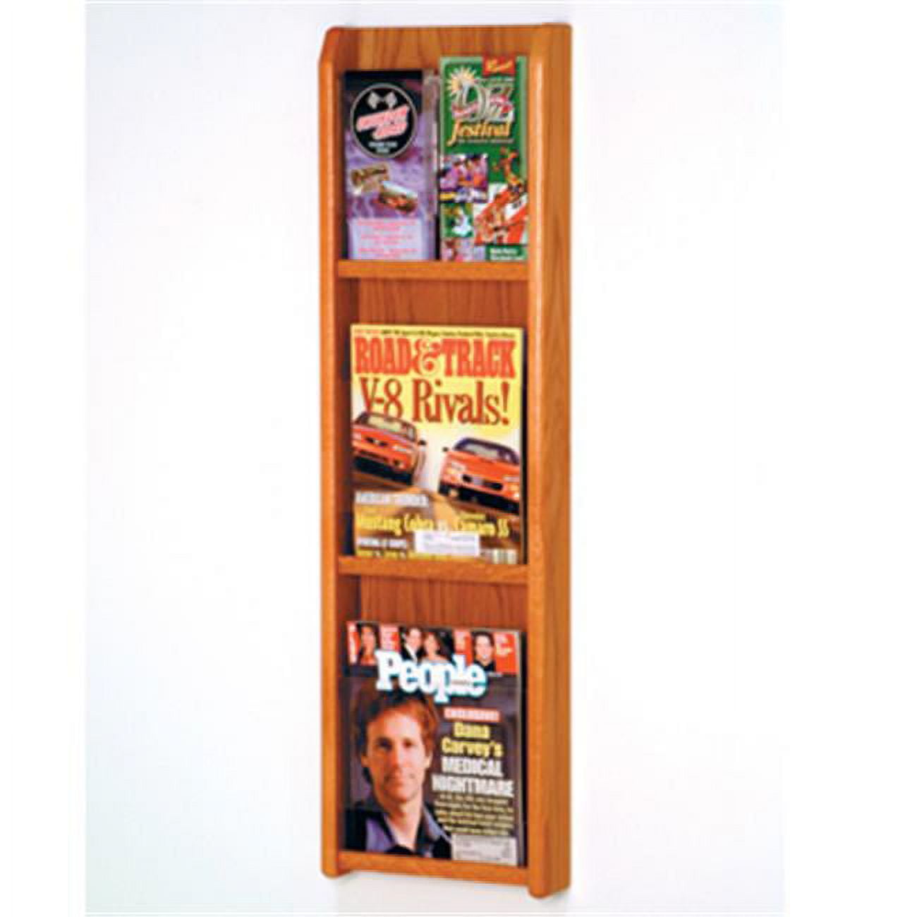 Wooden Mallet 3 Magazine and 6 Brochure wall Display in Medium Oak ...