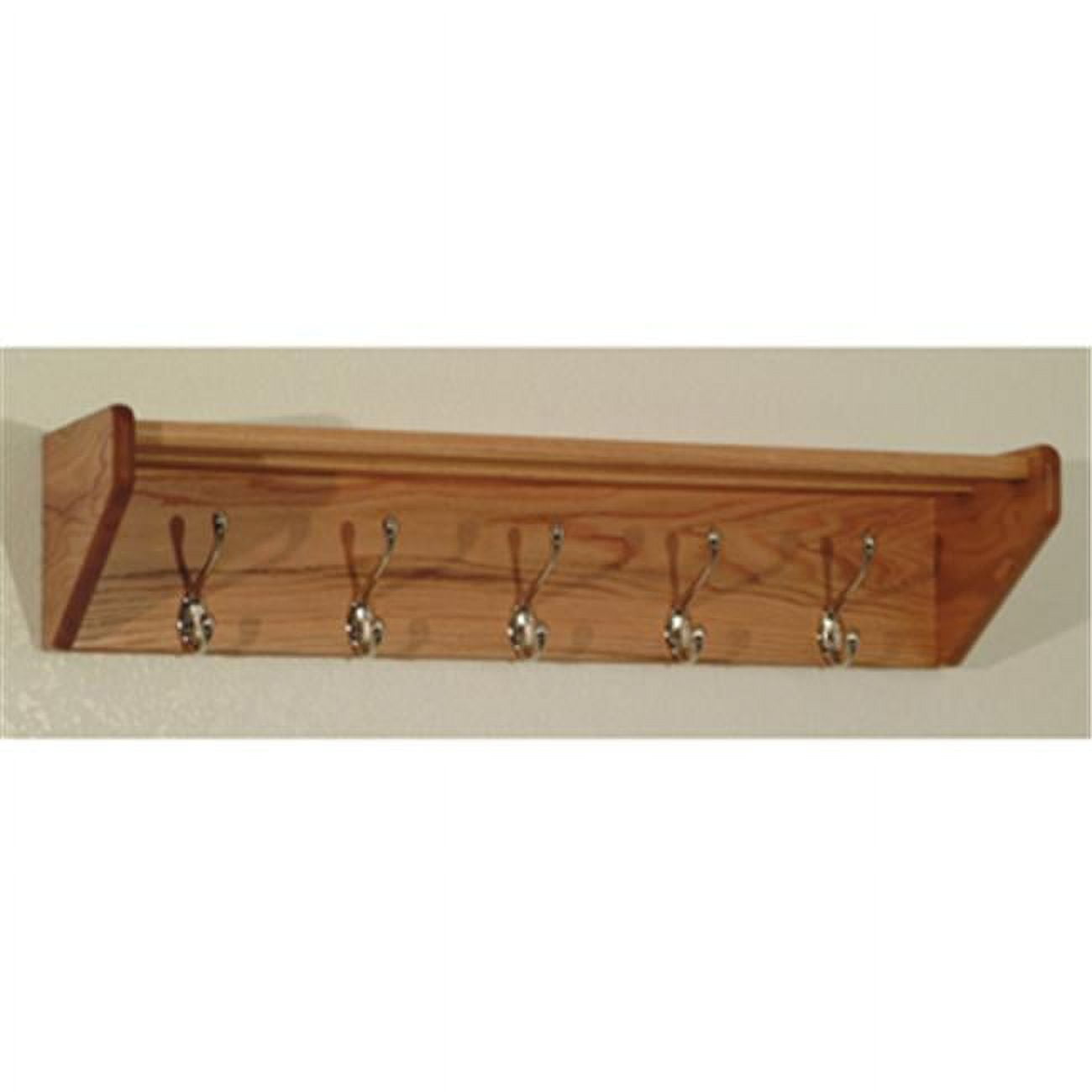 Wooden Mallet 5 Hook Wall Mounted Coat Rack Shelf in Light Oak ...