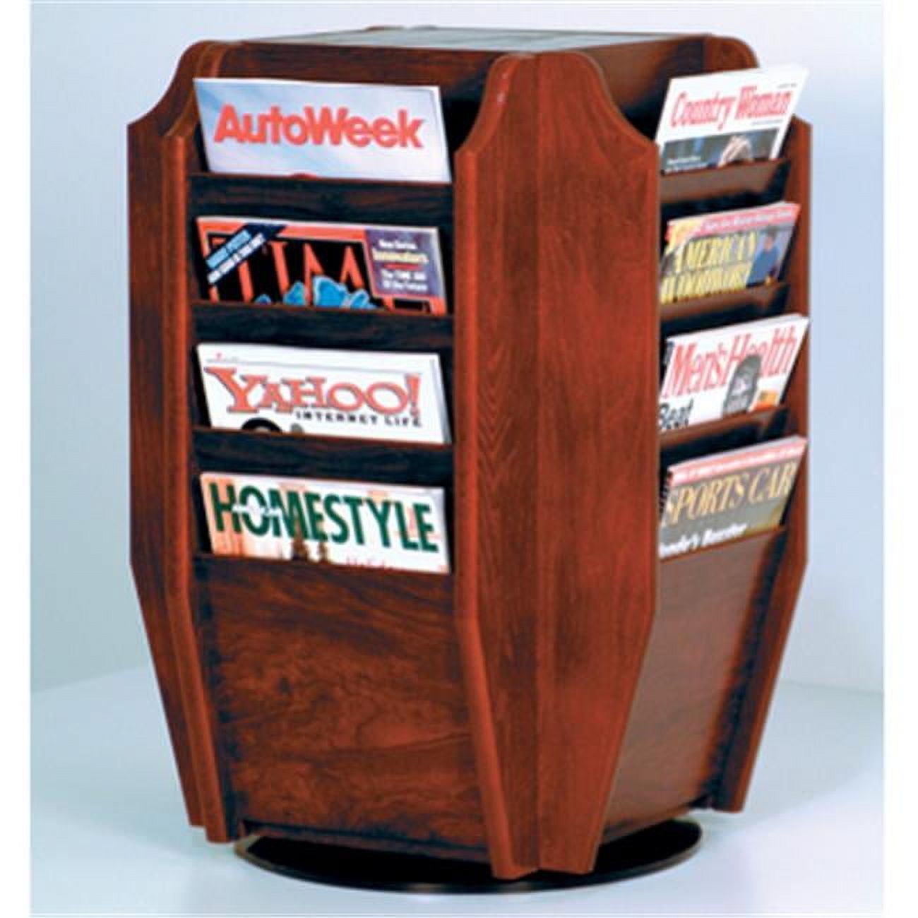 Wooden Mallet Cascade 16 Magazine Spinning Counter Rack in Mahogany ...