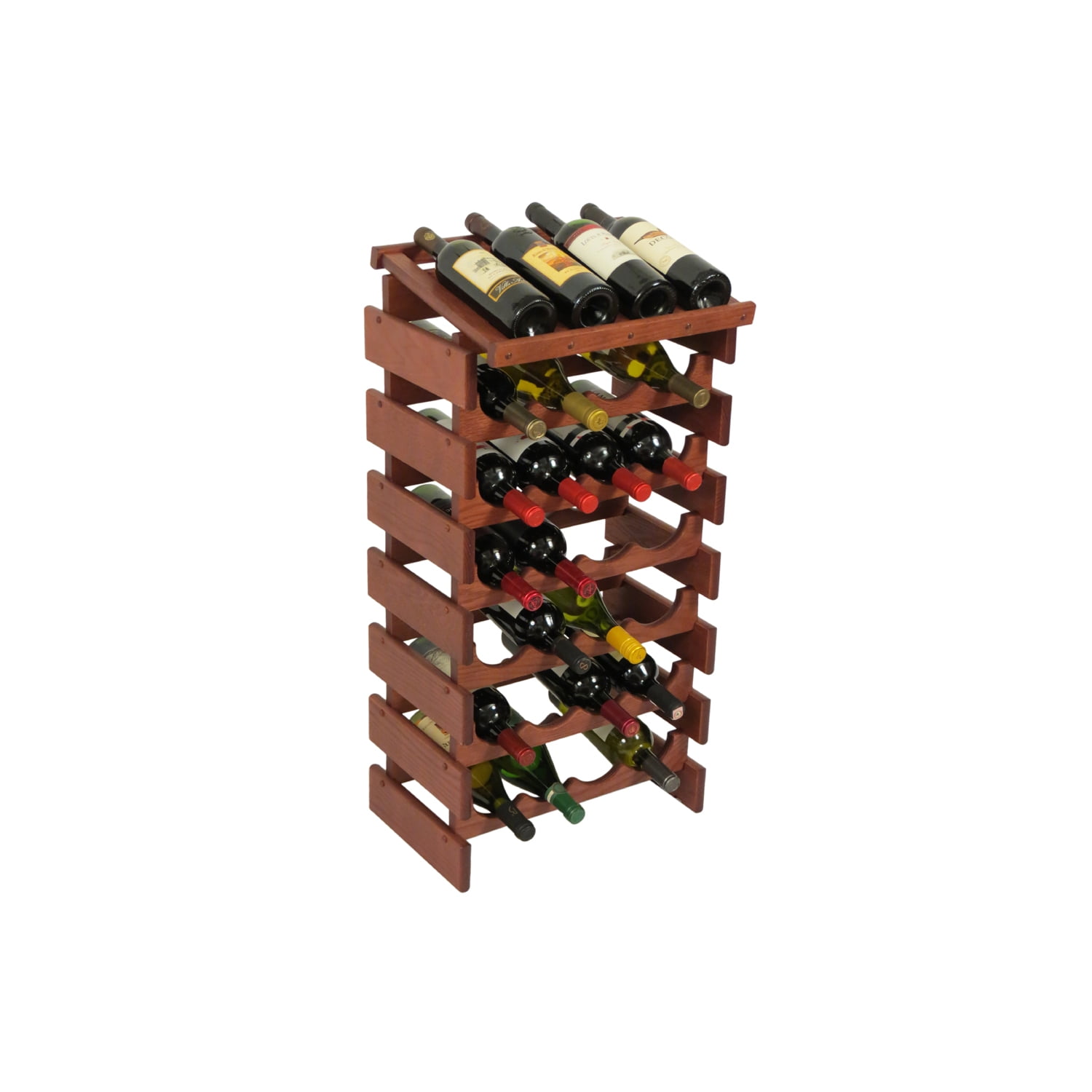 Wooden Mallet Dakota 7 Tier 28 Bottle Display Wine Rack in Mahogany ...
