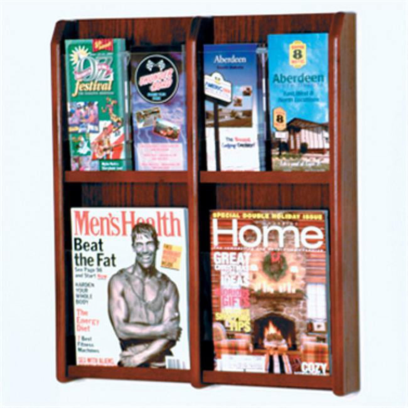 Wooden Mallet 4 Magazine and 8 Brochure wall Display in Mahogany ...