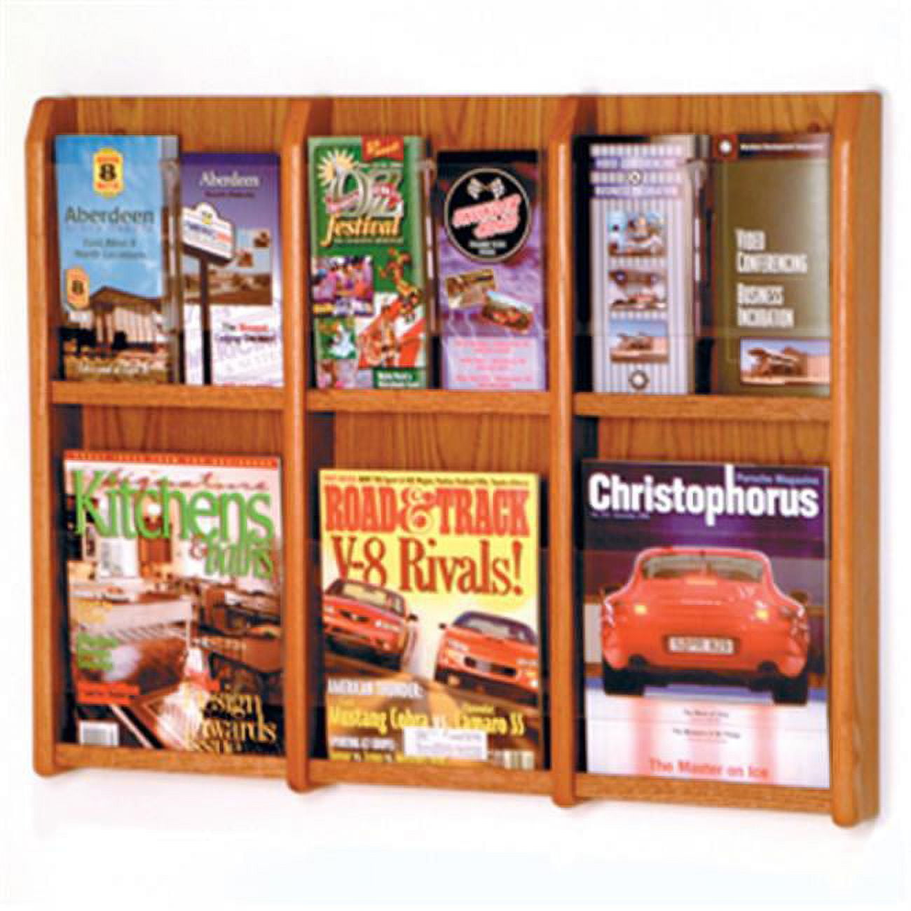 Wooden Mallet Divulge 6 Magazine and 12 Brochure Wall Display with ...