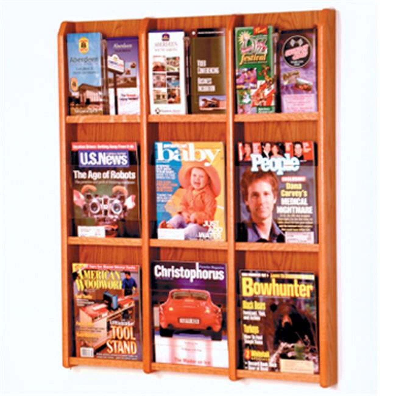 Wooden Mallet Divulge 9 Magazine/18 Brochure Wall Display with Brochure ...