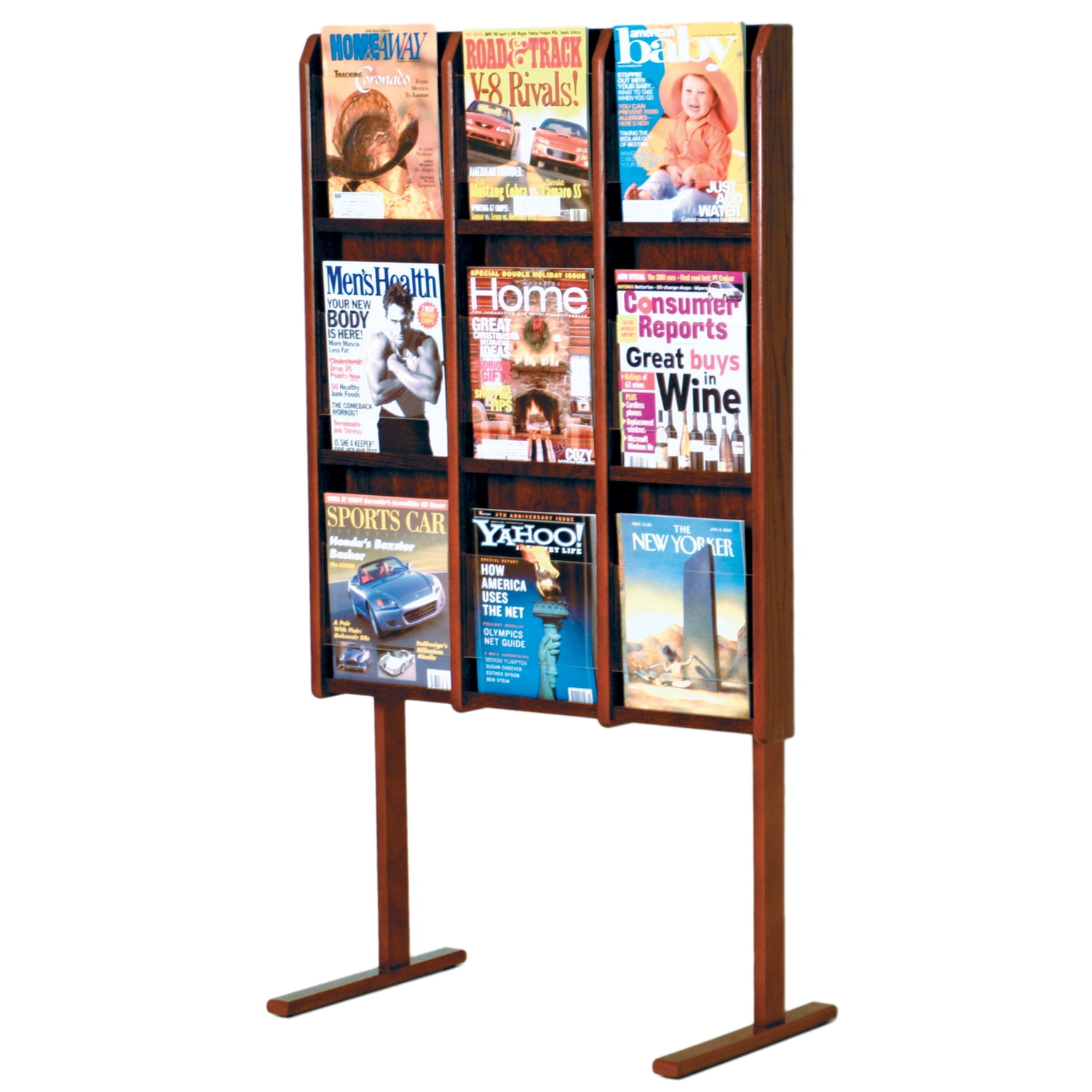 Wooden Mallet MM9-FSMH Divulge 9 Magazine Floor Display - Mahogany ...