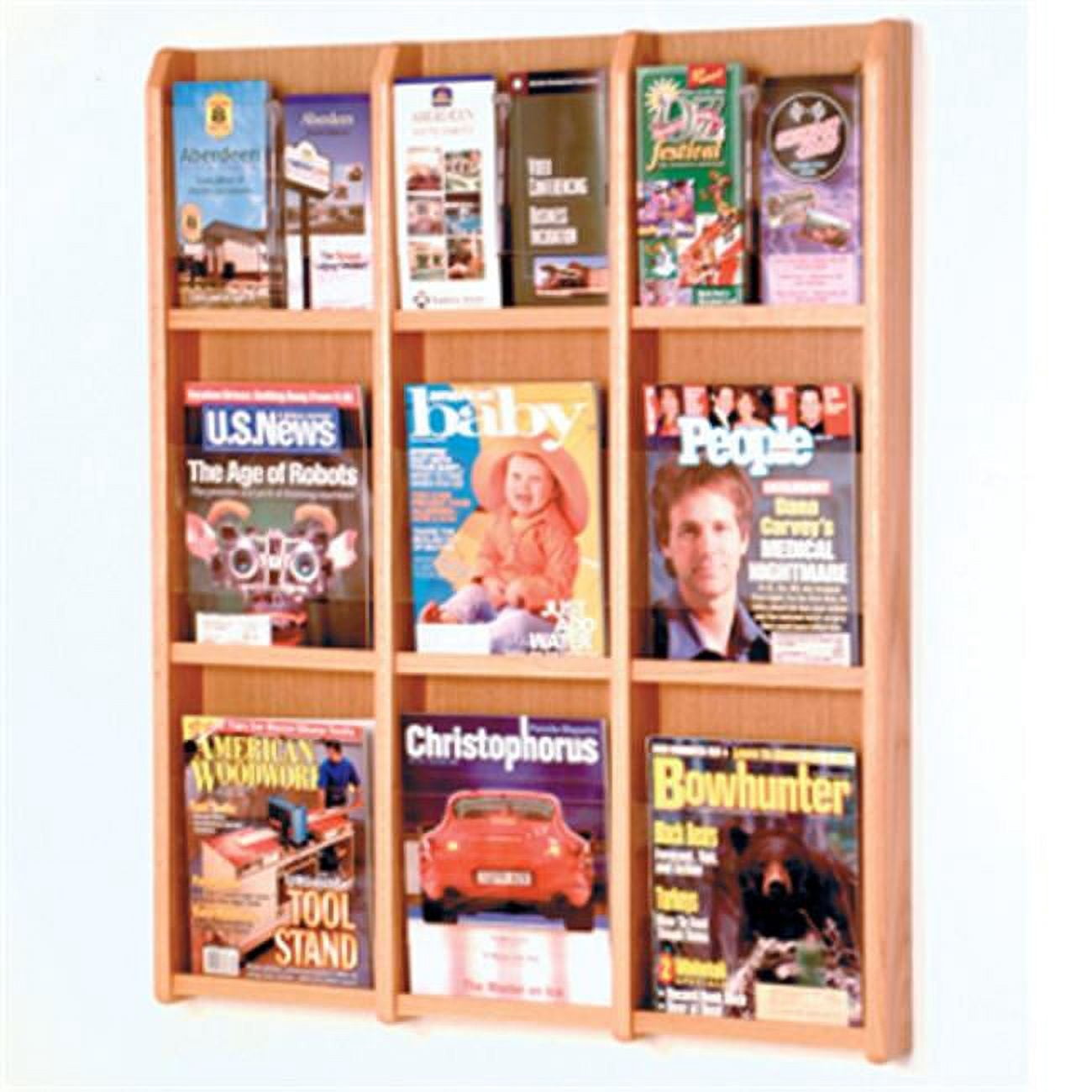 Wooden Mallet Divulge 9 Magazine and 18 Brochure Wall Display with ...