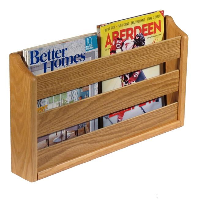 Wooden Mallet Doublewide Oak Magazine Rack, Wall Mount or Tabletop ...