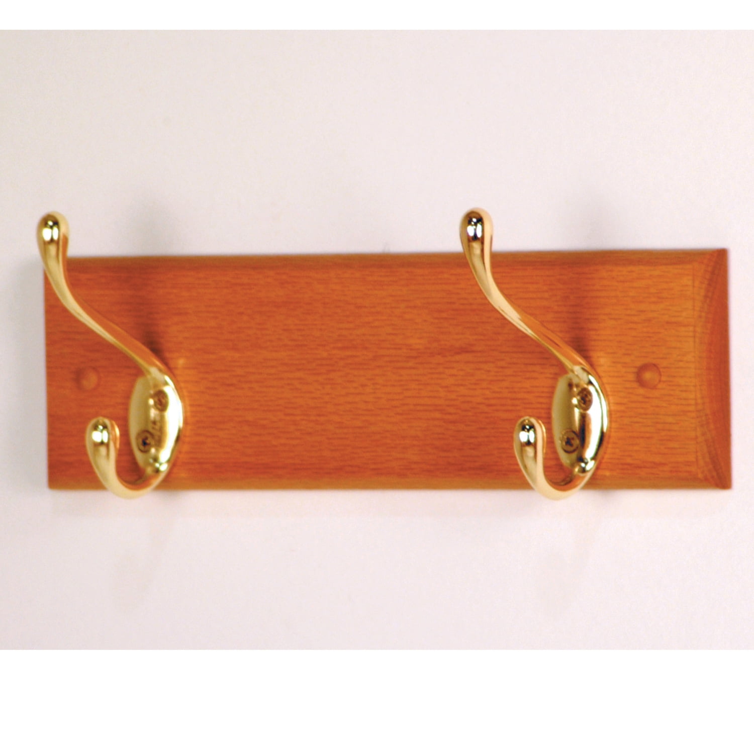 Wooden Mallet HCR-2BMO 2 Hook Coat Rack in Medium Oak - Brass - Walmart.com