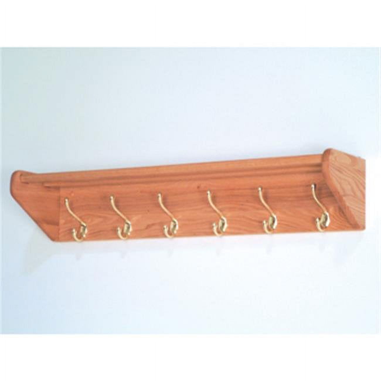 Wooden Mallet Hat and Coat Wood Rack with 6 Brass Hooks in Light Oak ...
