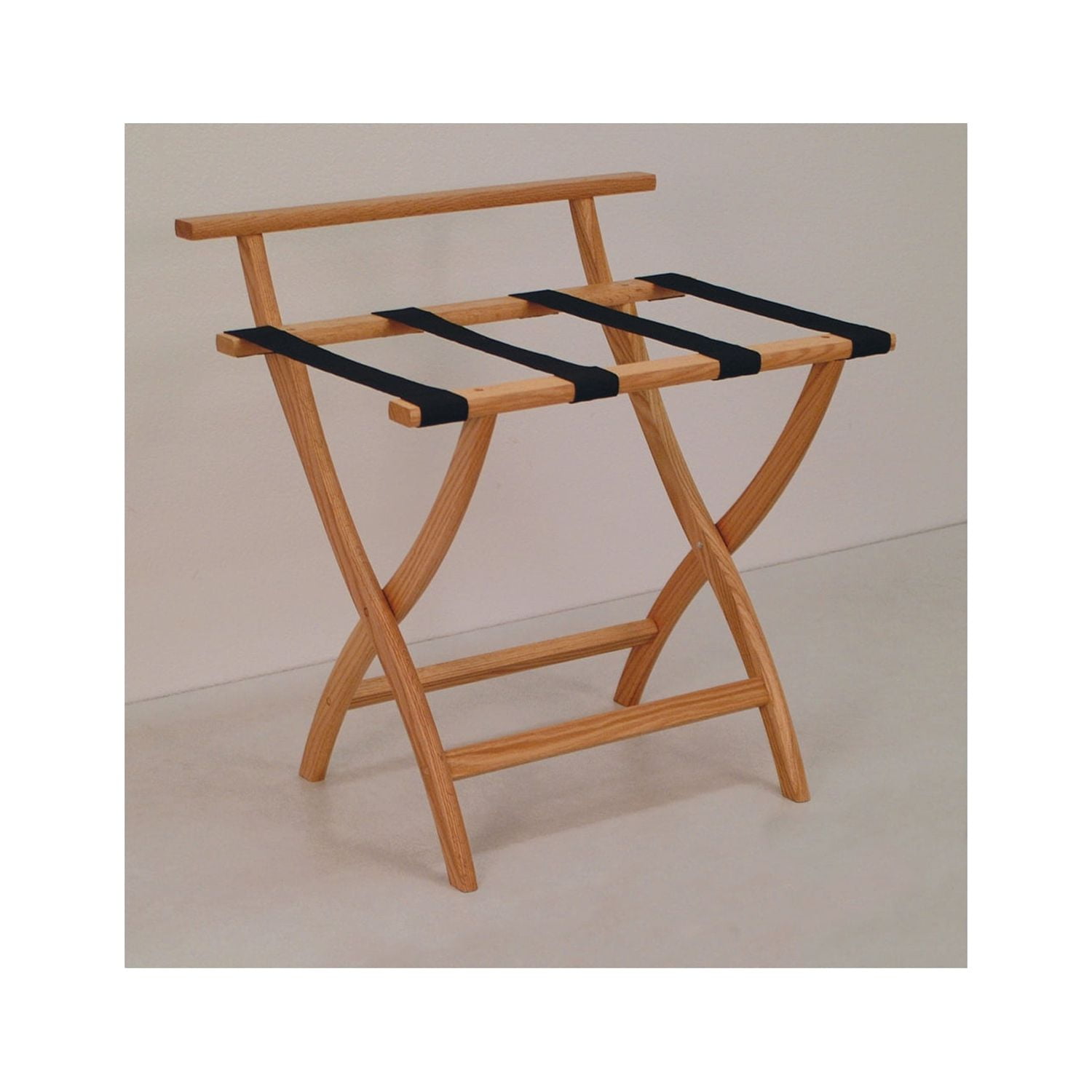 Wooden Mallet LR4-LOBLK WallSaver Luggage Rack in Light Oak with Black ...