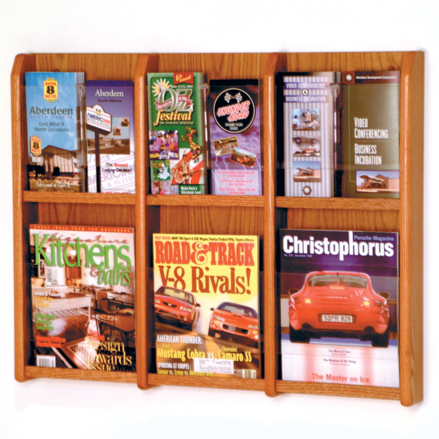 Wooden Mallet Magazine and Brochure wall Display in Medium Oak ...
