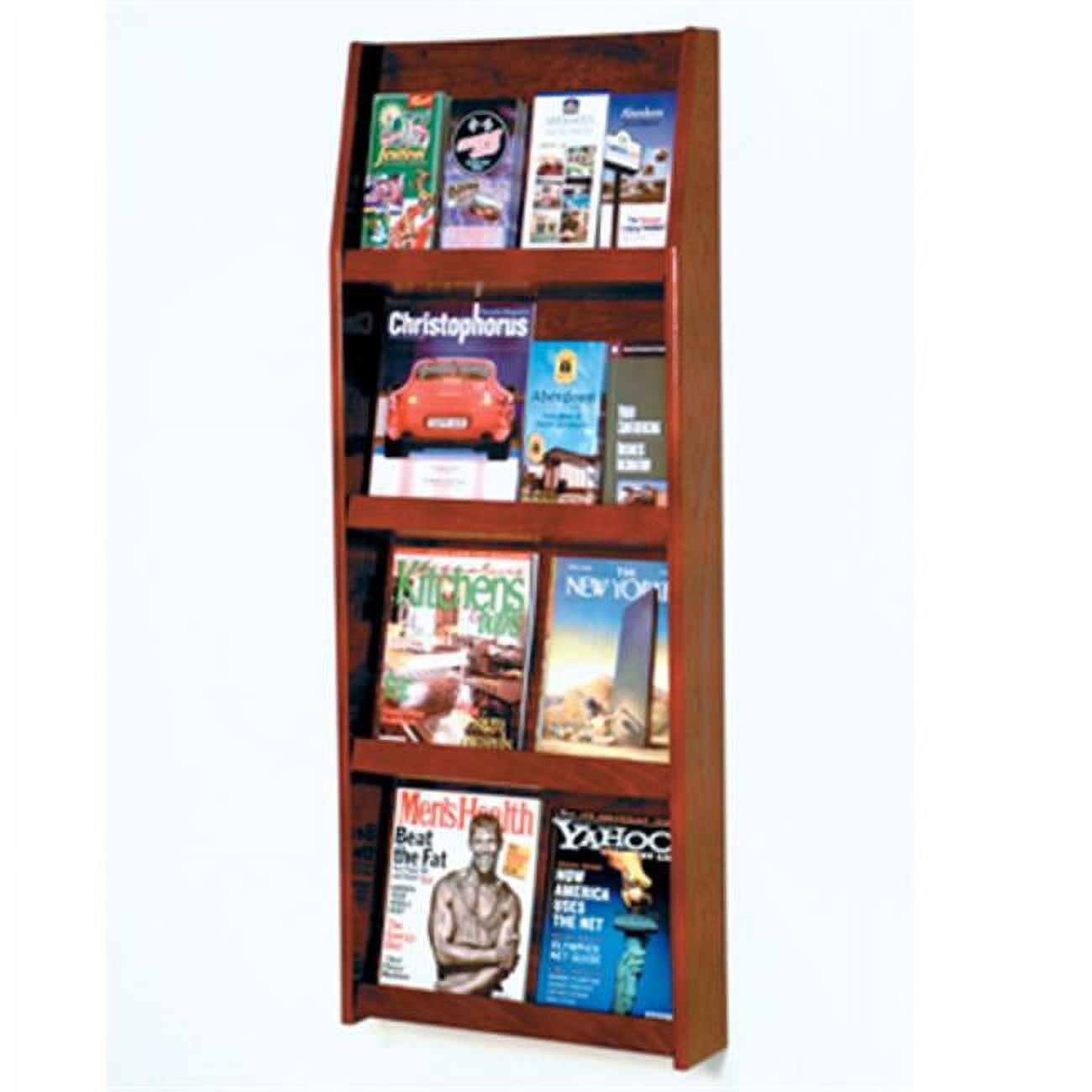 Wooden Mallet Slope 16 Pocket Literature Display in Mahogany - 4Hx4W ...