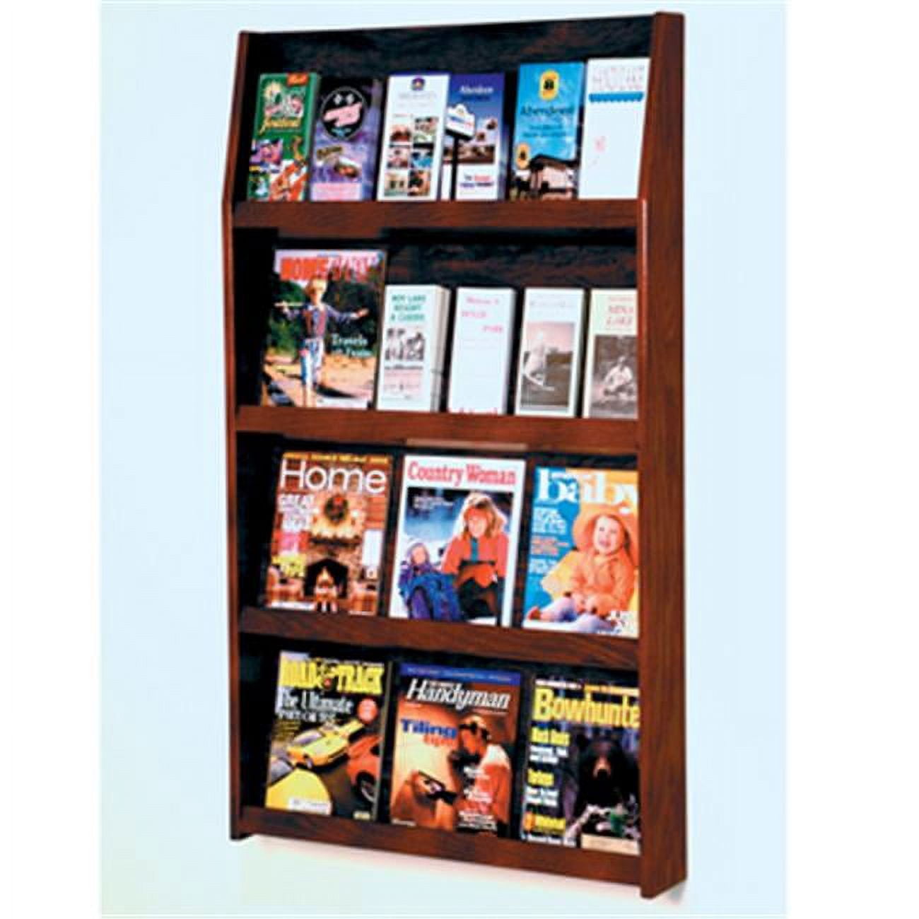 Wooden Mallet Slope 24 Pocket Literature Display in Mahogany - 4Hx6W ...