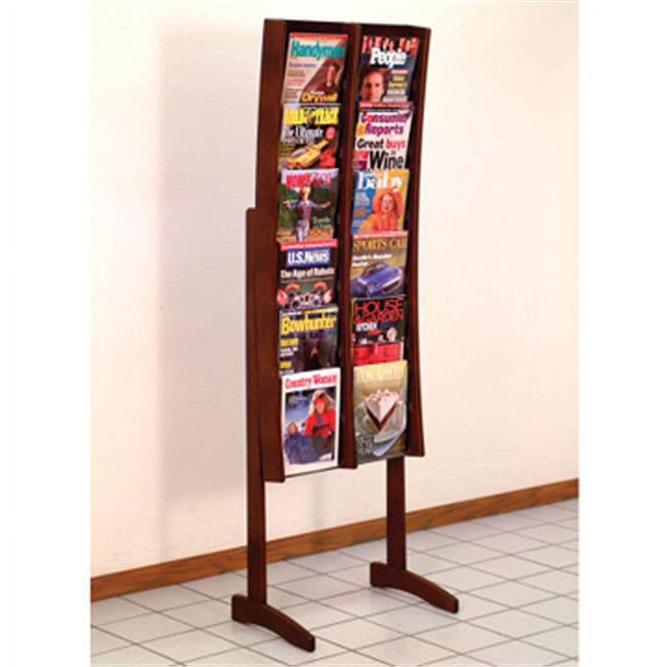 Wooden Mallet Stance 12 Pocket Curved Floor Display in Mahogany - 2Wx6H ...