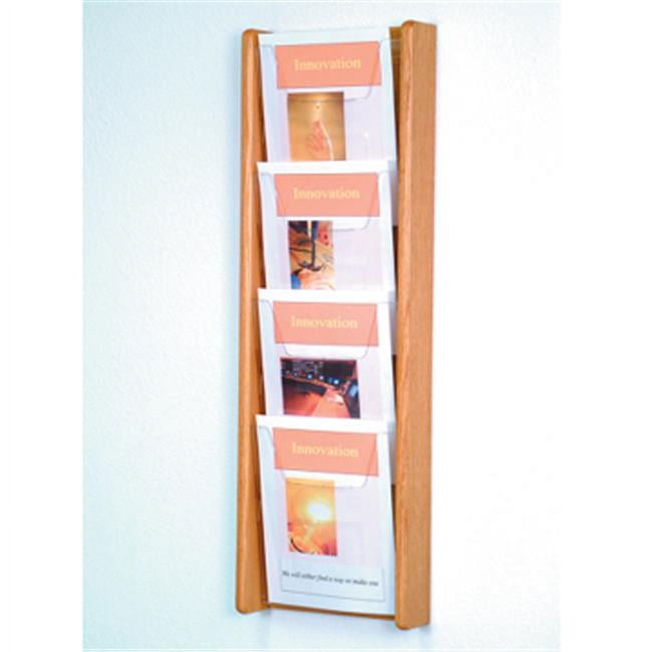 Wooden Mallet 4 Pocket Acrylic and Oak Literature Display in Light Oak ...
