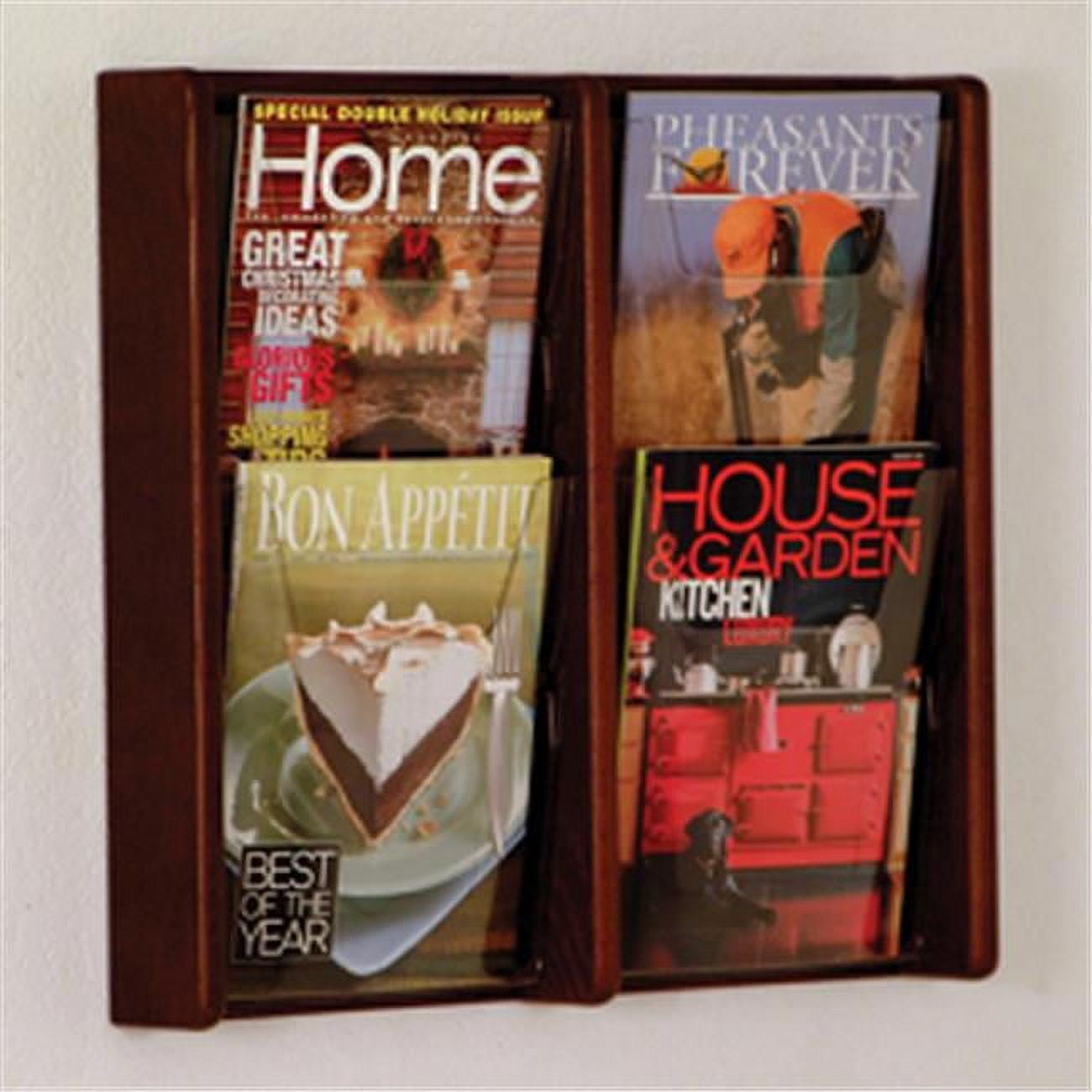 Wooden Mallet Stance 4 Pocket Wall Display in Mahogany - 2Wx2H ...