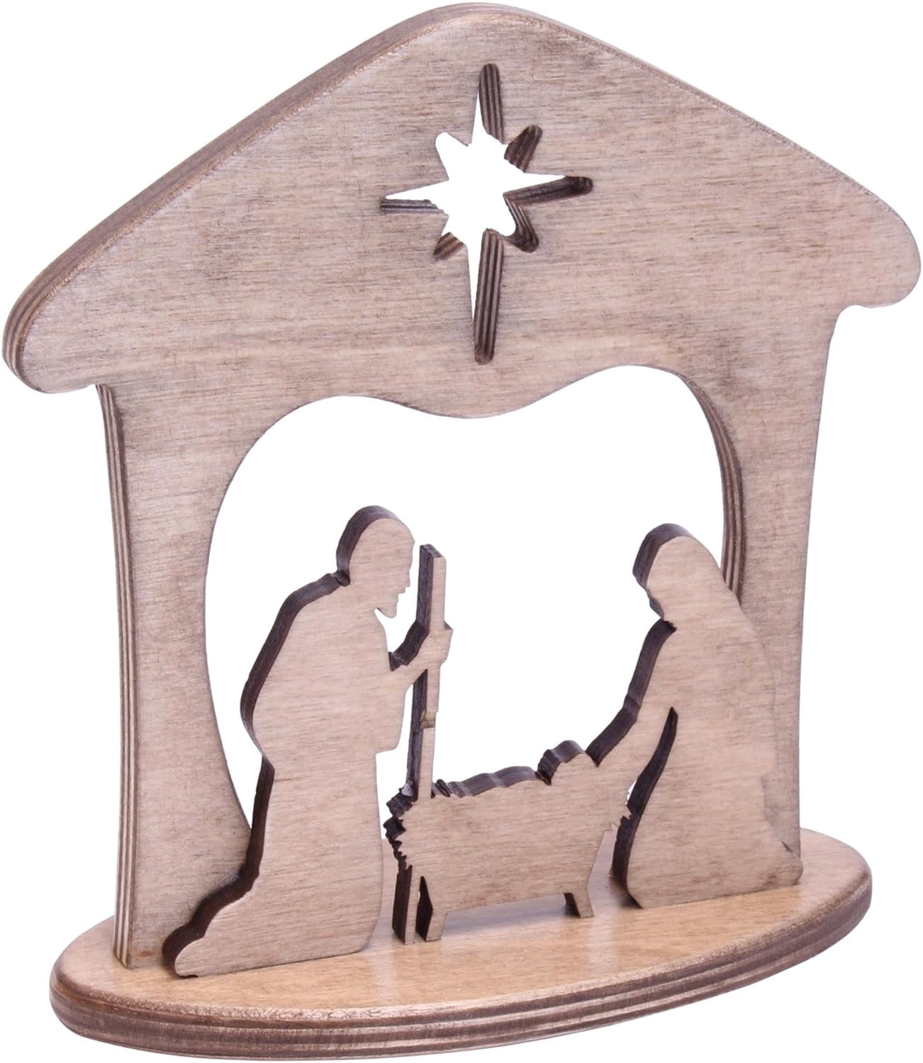 Wooden Manger Scene, One-Piece Nativity Set for Mantel or Table ...