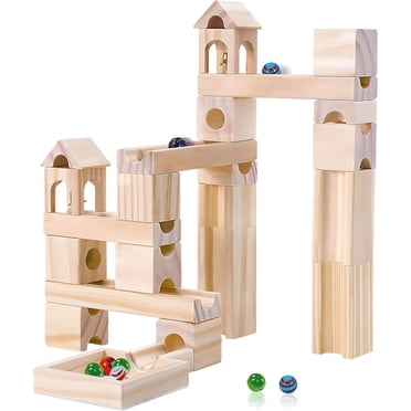 AmishToyBox.com Pyramid Marble Tower Run Wooden Toy - 39" High - Pack ...
