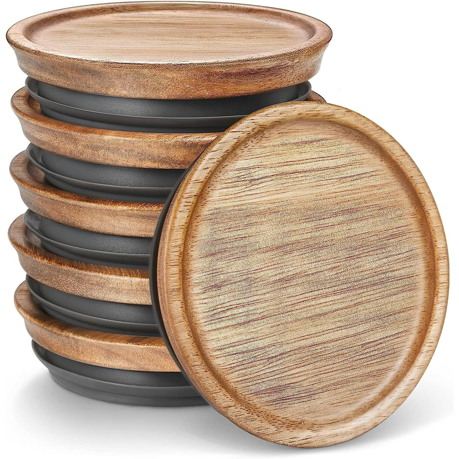 Wooden Mason Jar Lids - Wide Mouth, Food-Grade Silicone Seal, Airtight ...