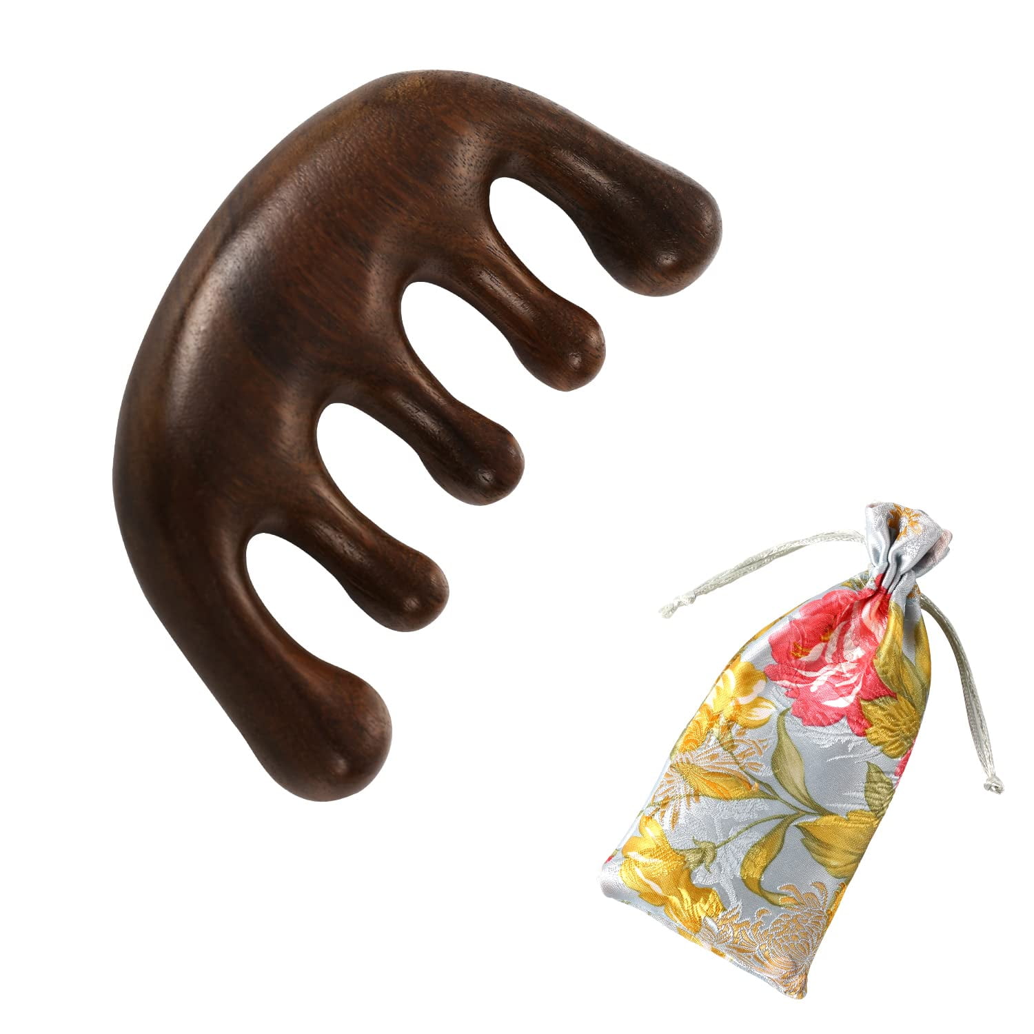 Wooden Massage Comb for Head, Natural Sandalwood Hair Massage Comb Wide ...