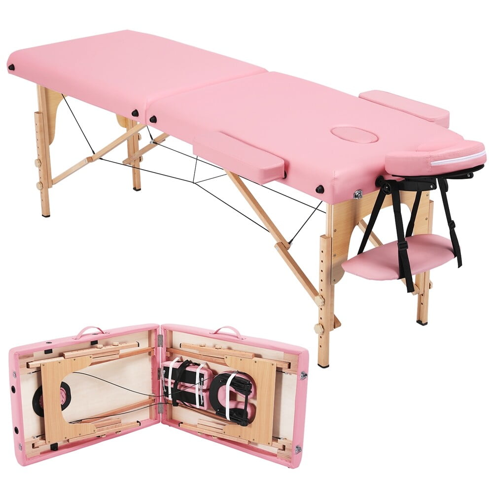 Wooden Massage Table Adjustable Portable Spa Table Lashing Bed Tattoo ...