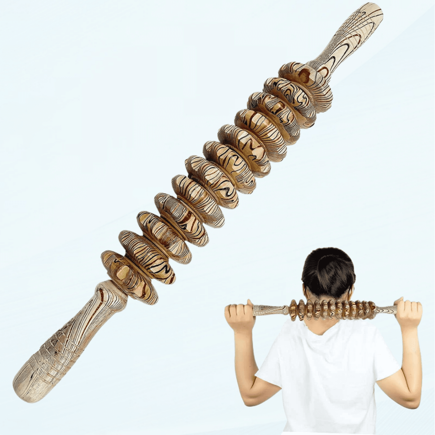 Wooden Massager Handheld Roller,Trigger Point Massager Stick for Fascia ...