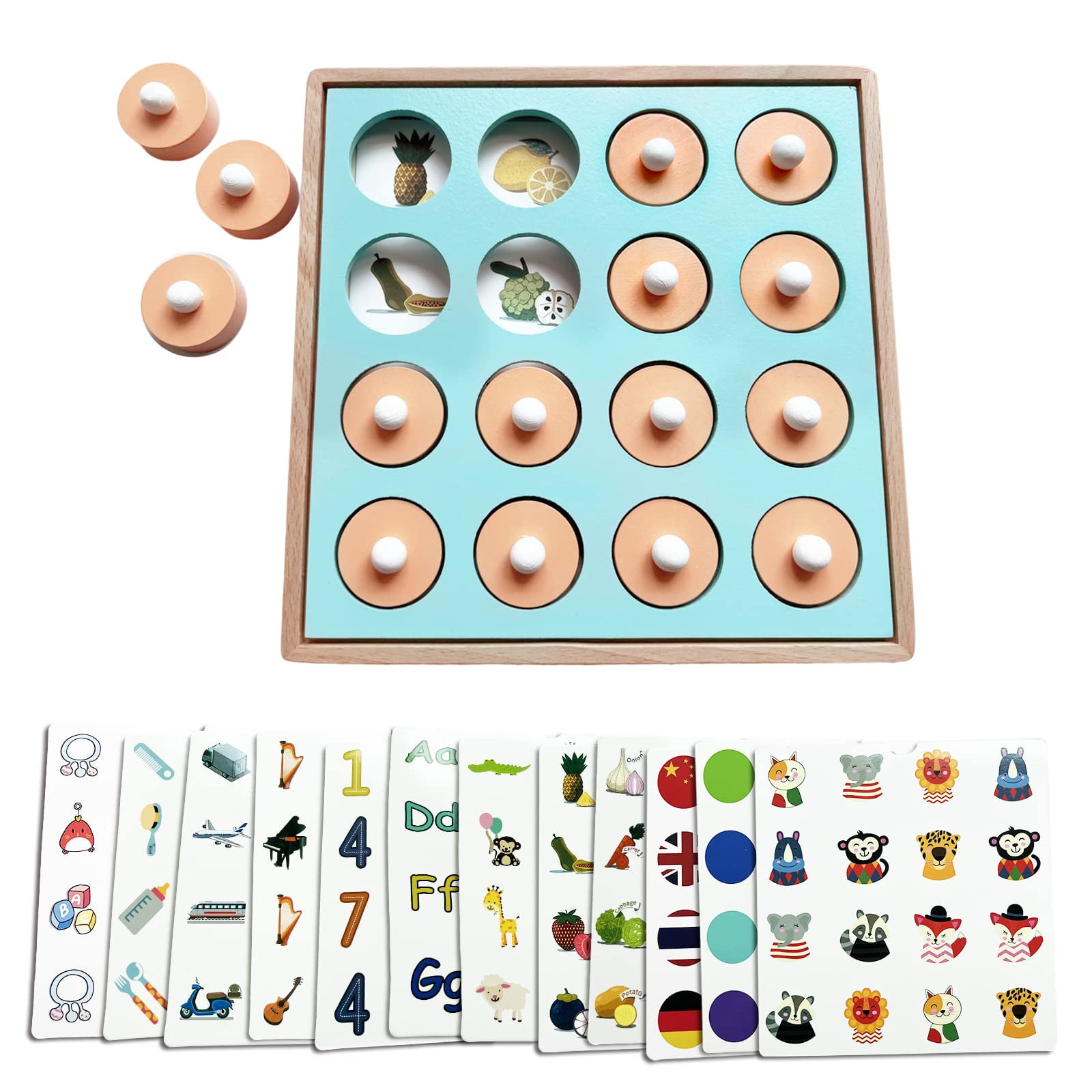 Wooden Match Memory Game MMF7 for Kids, Wooden Memory Chess Board Game ...