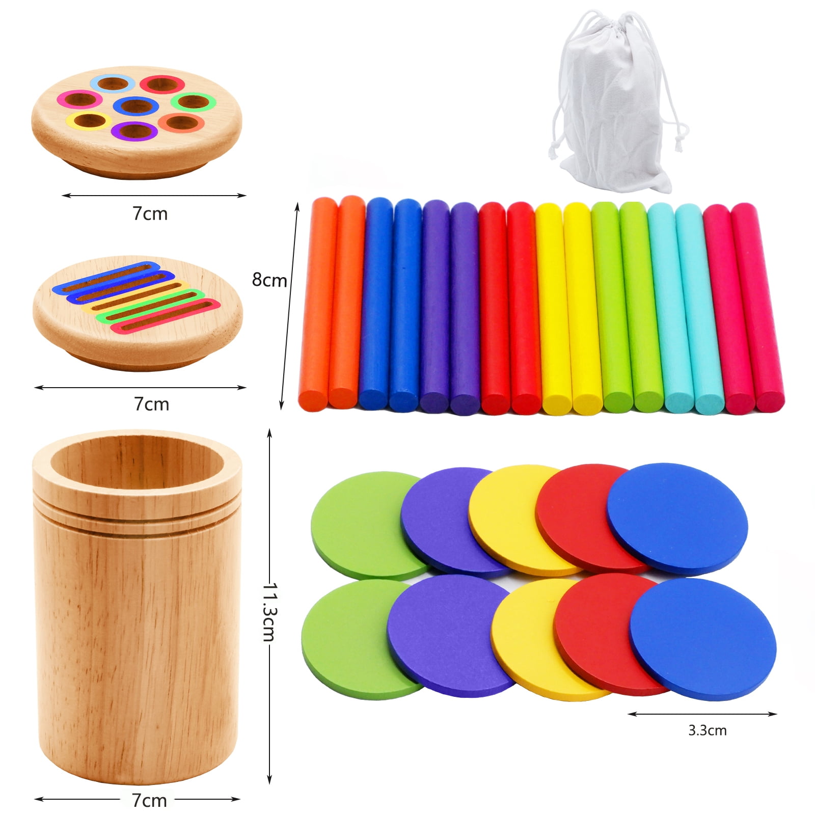 Wooden Matching Toys Montessori Color Matching Sorting Stick Balance ...