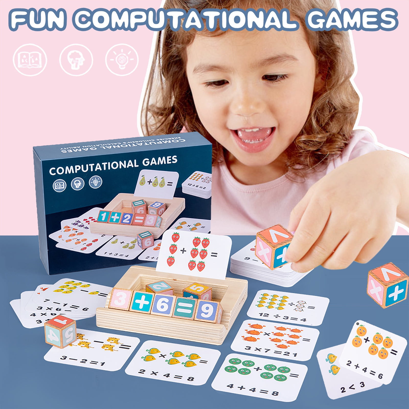Wooden Math & Alphabet Learning Board Game for Klds Ages 3-8, Preschool ...