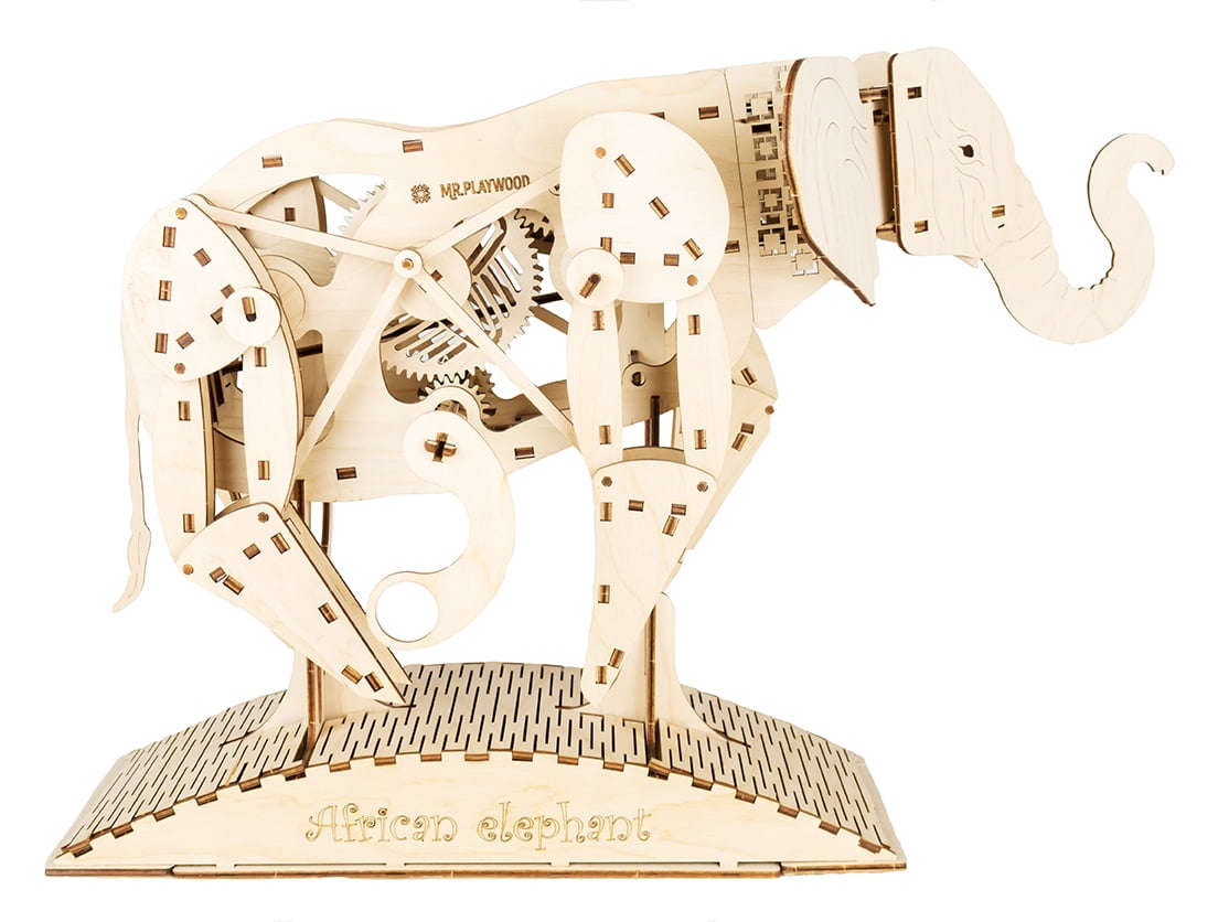 Wooden Mechanical Construction set Elephant - Walmart.com