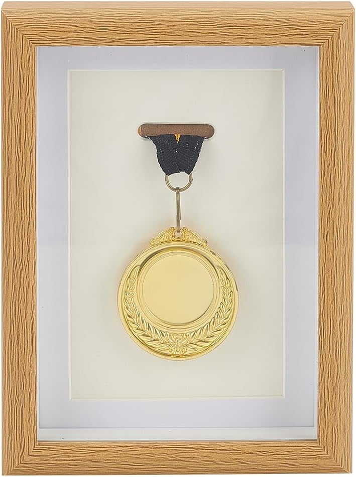Wooden Medal Display Case Wooden Medal Shadow Box with Glass for ...