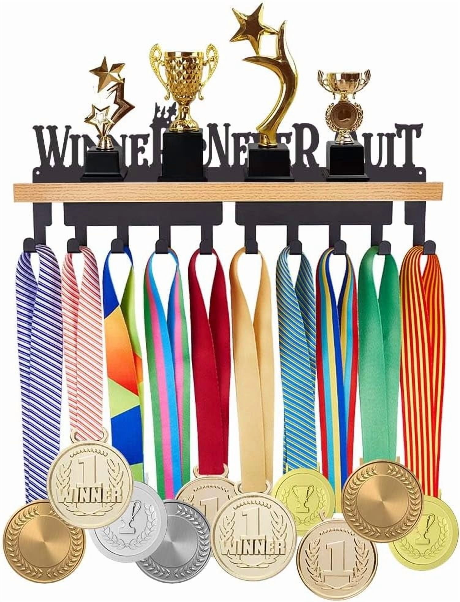 Wooden Medal Holder Trophy and Medal Hanger Wooden Shelf Medal Display ...
