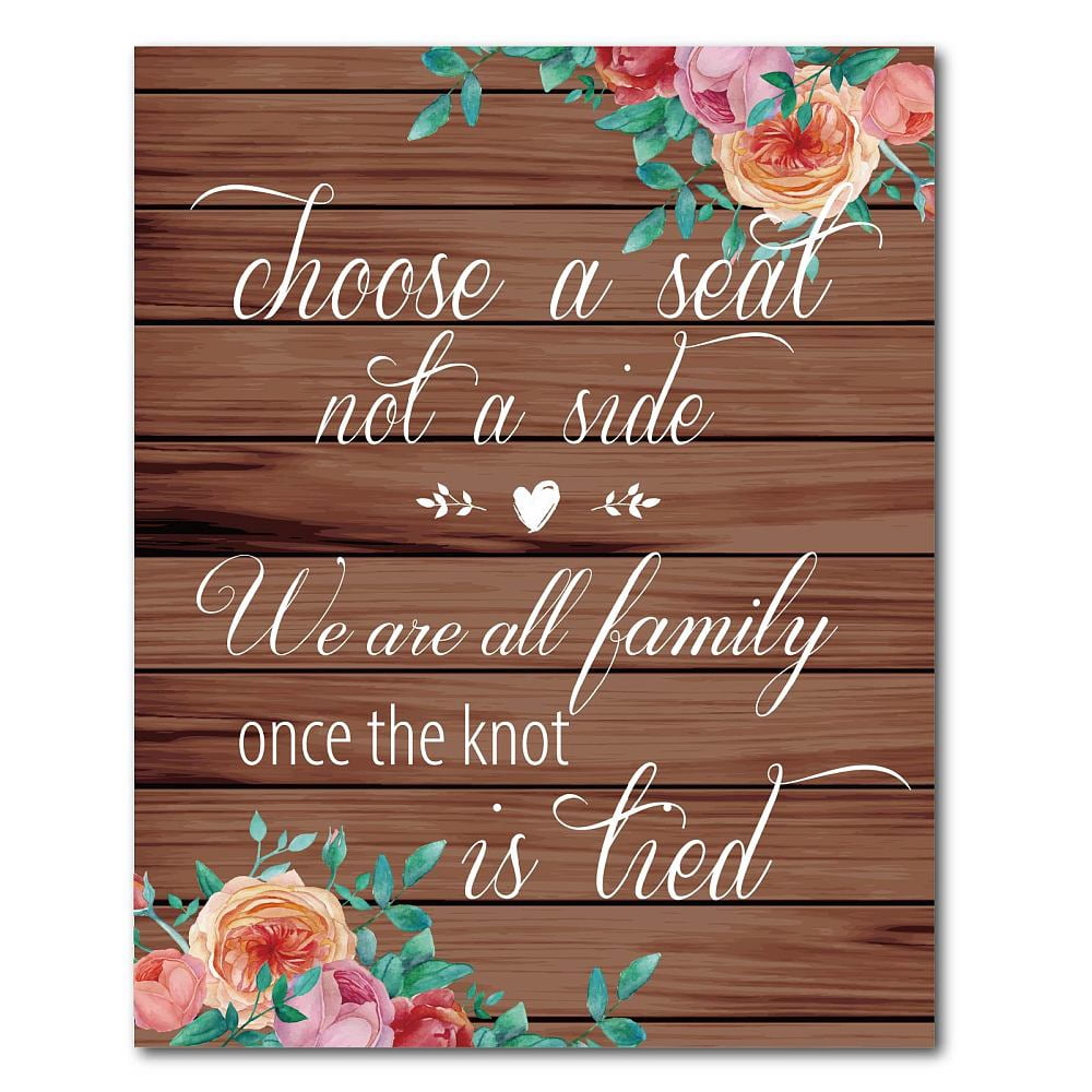 Wooden Memorial Sign Choose A Seat Not A Side We are All Family Once ...