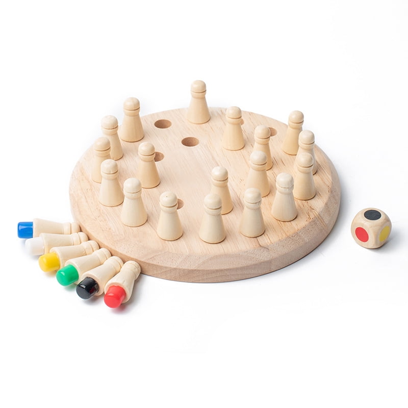 Wooden Memory Match Stick Chess Color Game Board Puzzles Montessori ...
